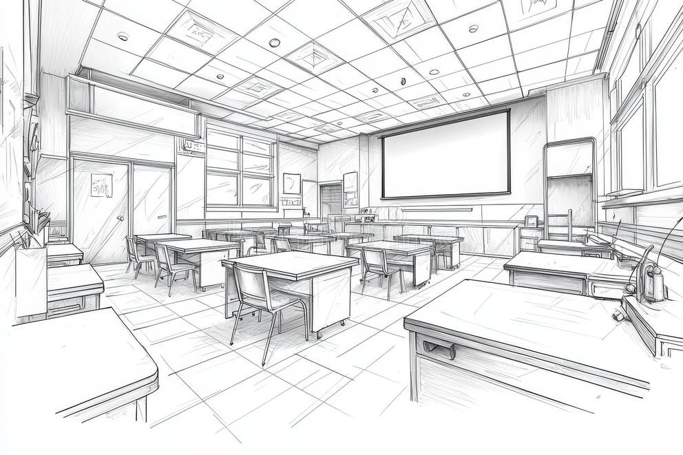 The Conference Hall Sketch Evolved into a Real Interior through 3D ...
