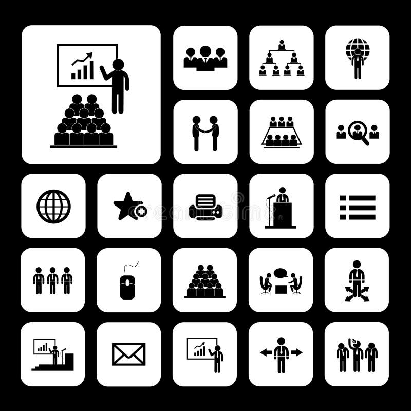 Flat Style Conference Presentation Icons Set Stock Vector ...