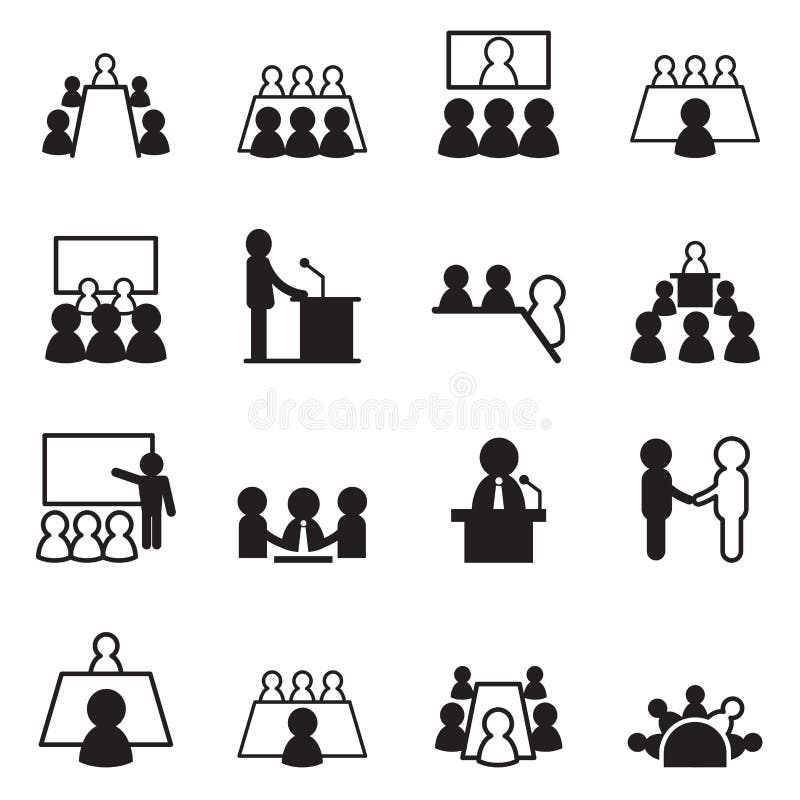 Conference icon set stock vector. Illustration of blackboard - 72473019