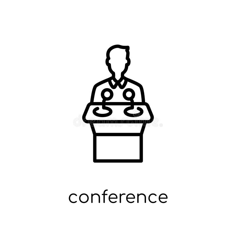 Conference Icon. Trendy Modern Flat Linear Vector Conference Icon on ...