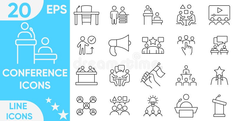 Conference Line Icons Set.modern,venue,conference,business,office,frame ...