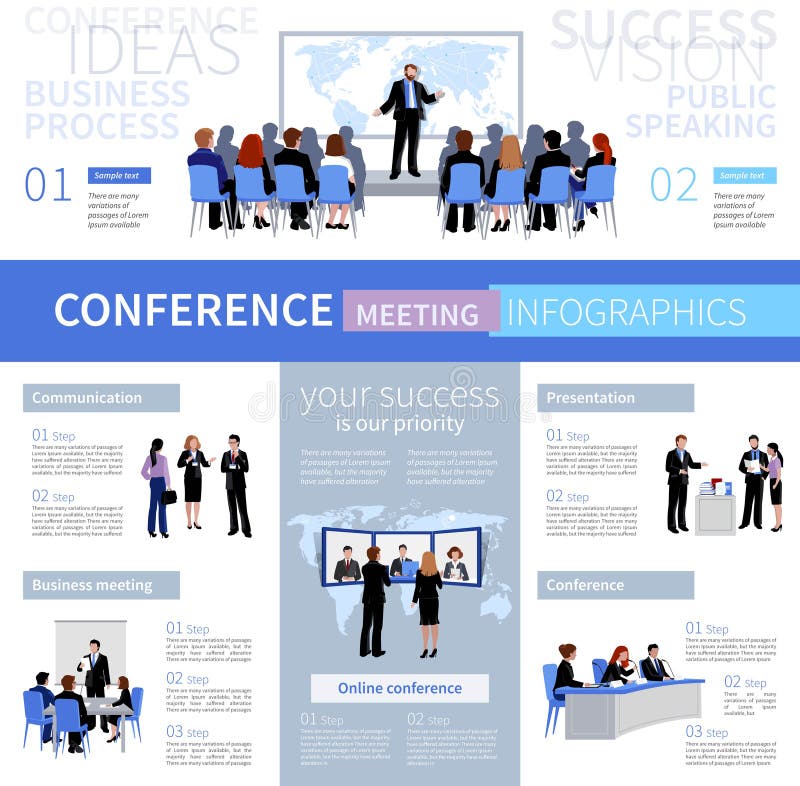 Conference Meeting People Infographics Template Stock Vector ...