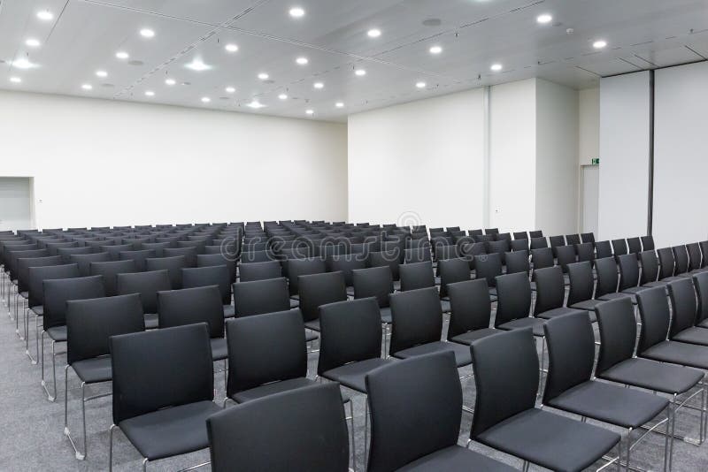 Conference and Meeting Room with Rows of Black Chairs Stock Image ...