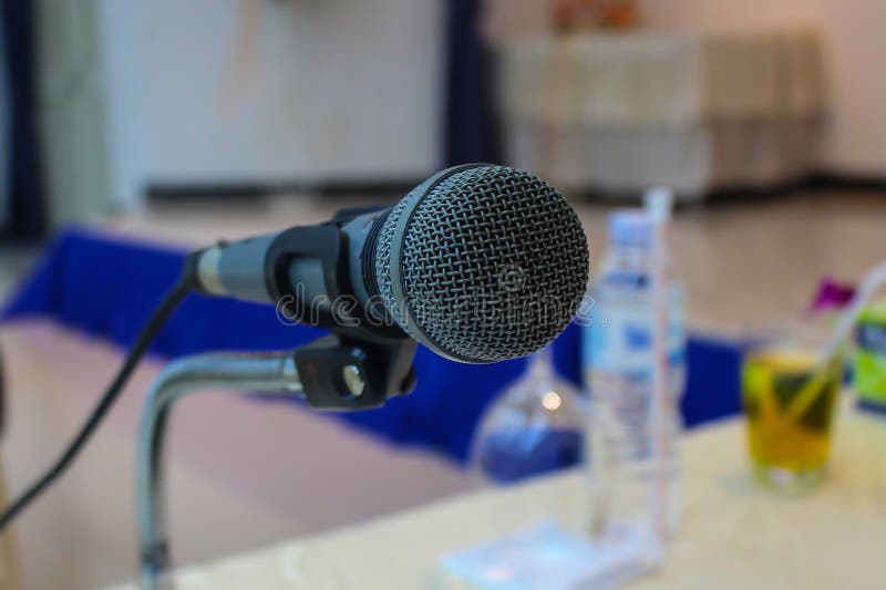 Conference microphone stock image. Image of event, media - 96096617