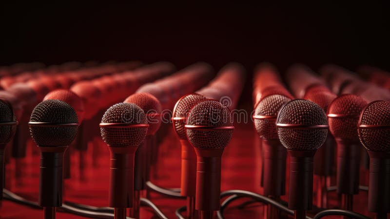 Conference microphone red stock illustration. Illustration of ...