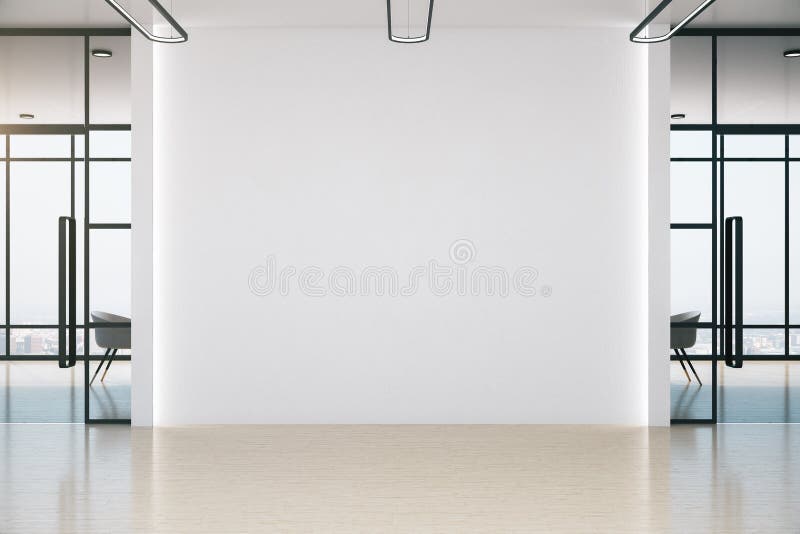 Conference Office Room with Blank White Wall Stock Illustration ...