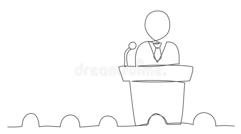 Conference One Line Drawing on White Background Stock Vector ...