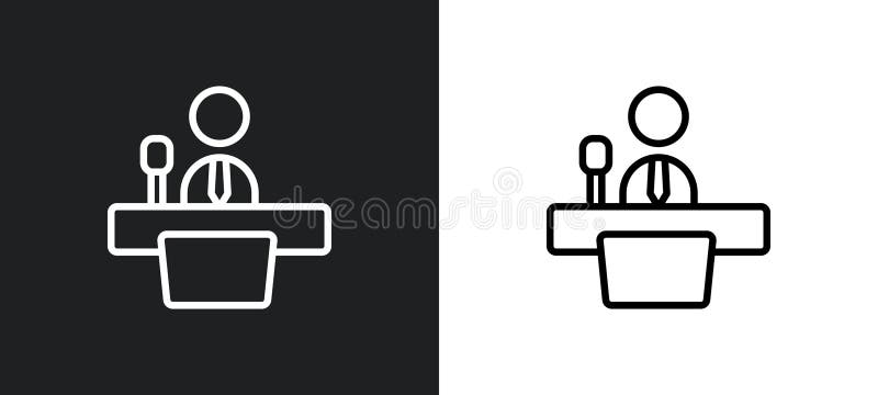 Conference Outline Icon in White and Black Colors. Conference Flat ...