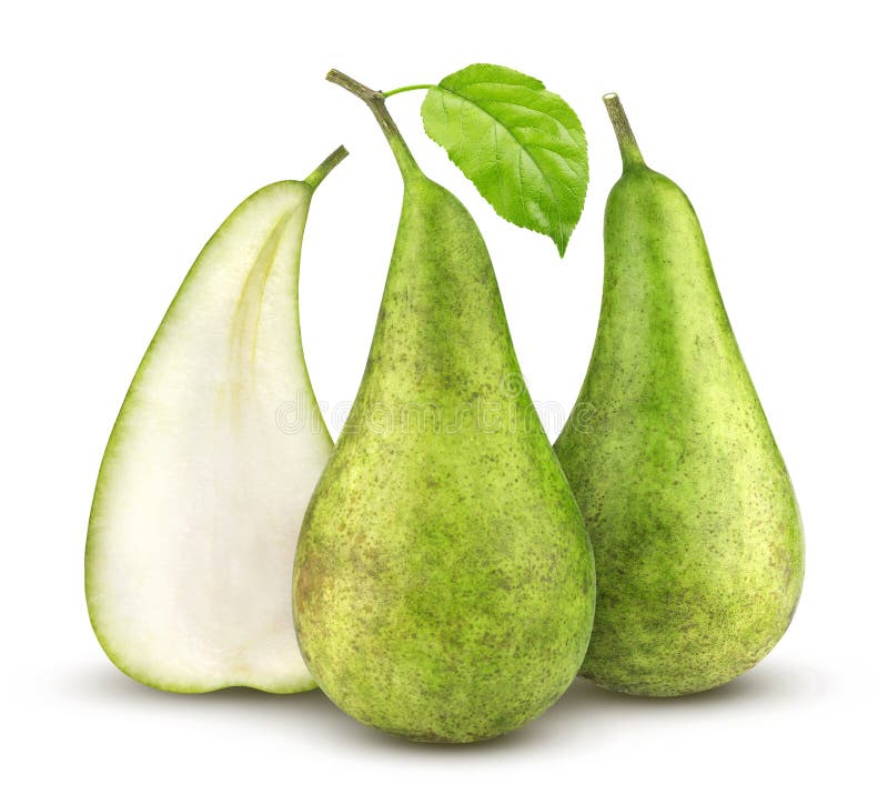 Green Conference Pears Isolated on White Stock Photo - Image of juicy ...