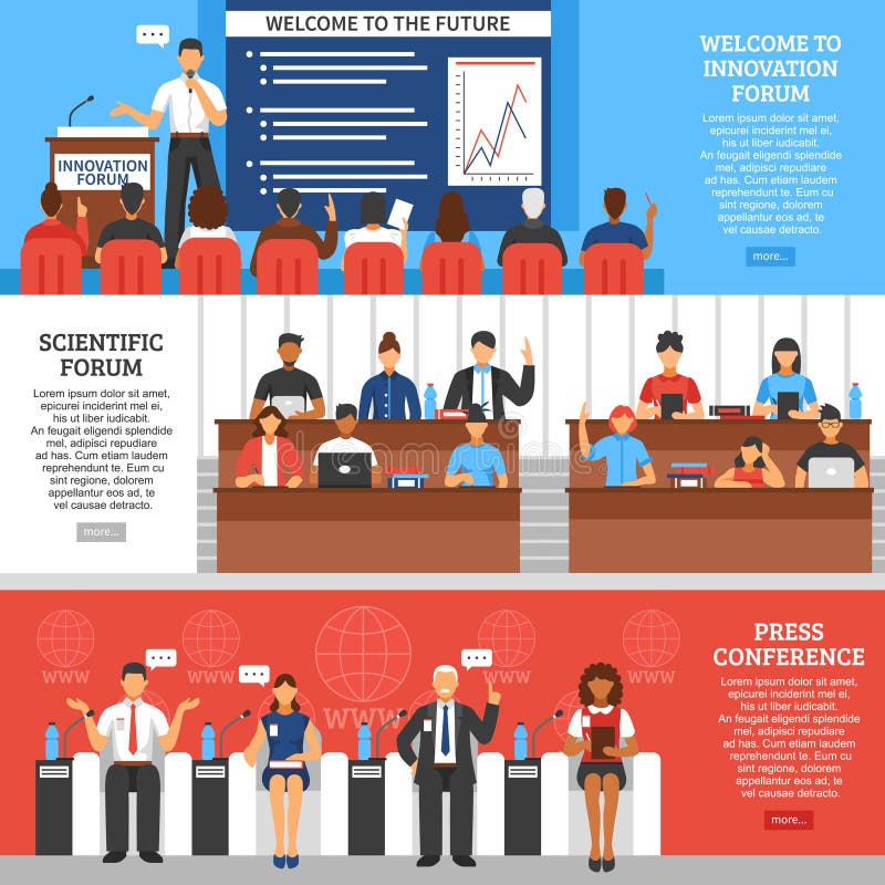 Conference Presentation Banner Set Stock Vector - Illustration of ...