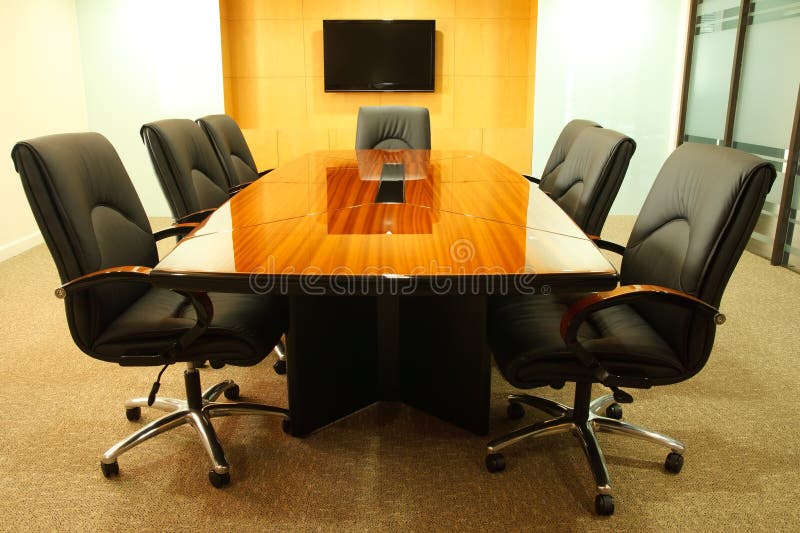 Formal Conference Room with IP Phone on Table Stock Image - Image of ...