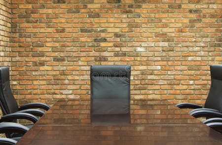 Conference Room with Brick Wall Stock Image - Image of discussion ...