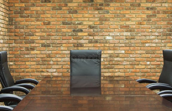 Conference Room with Brick Wall Stock Image - Image of discussion ...