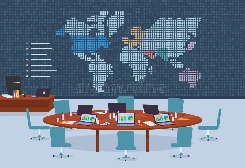 Conference Table World Map Stock Illustrations – 388 Conference Table ...