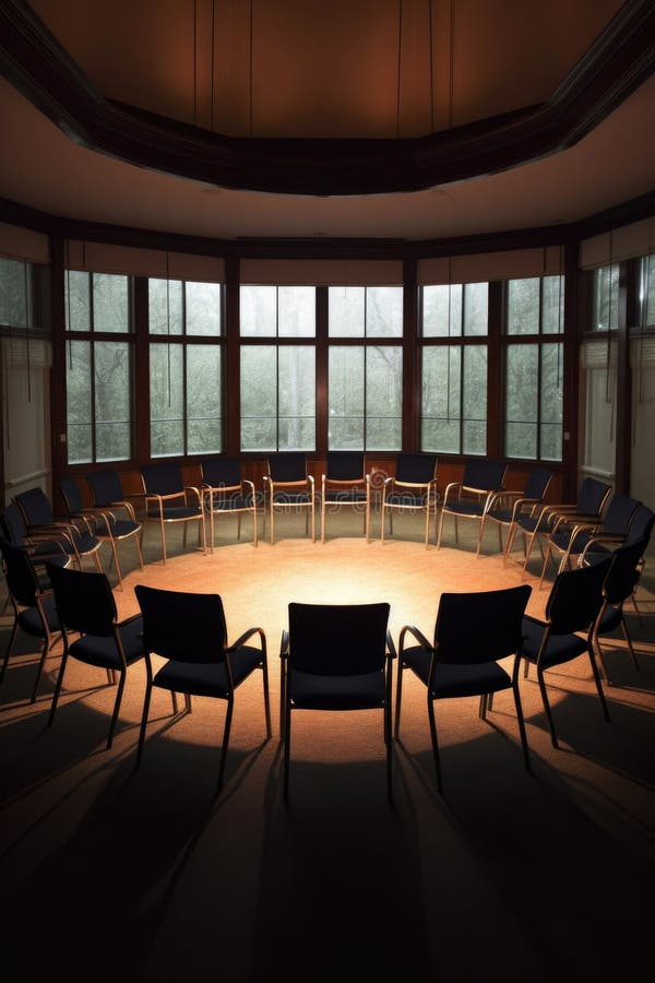 Conference Room with Chairs Arranged in a Circle Stock Illustration ...