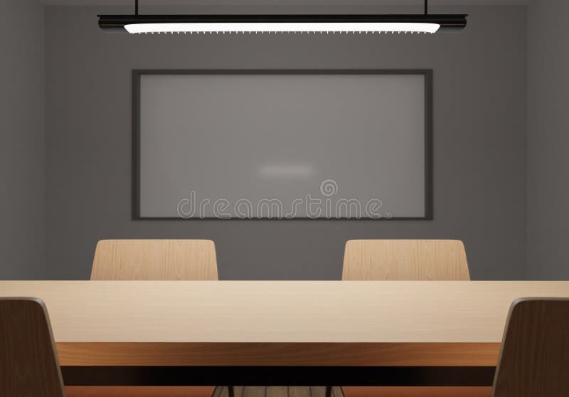 Conference Room or a Compact Classroom, Focus on the Table, 3d ...