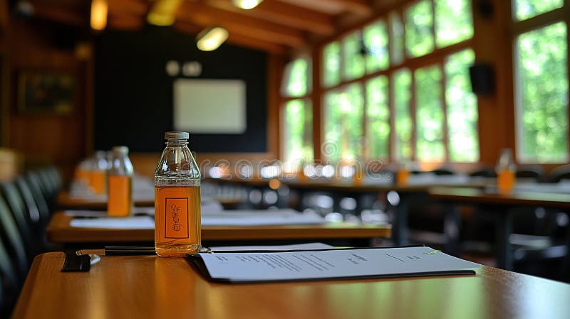 Conference Room with Documents and Drinks Stock Illustration ...