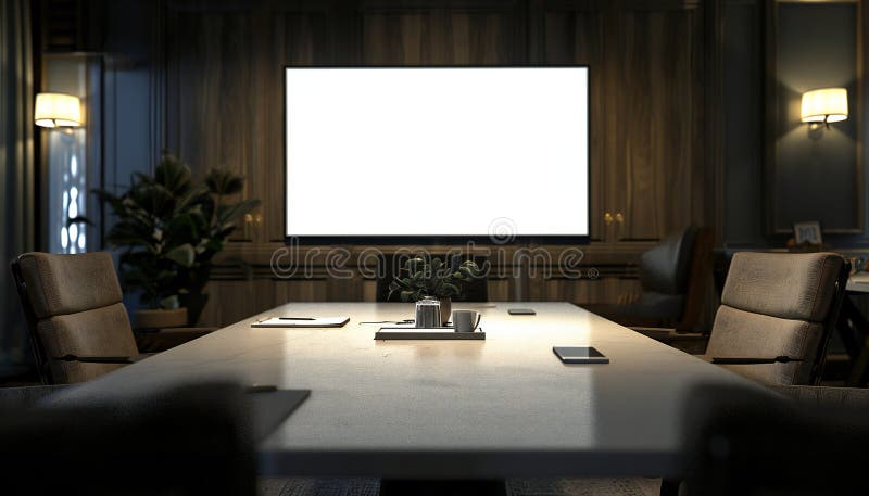 A Conference Room Featuring an Empty TV Screen, Perfect for ...