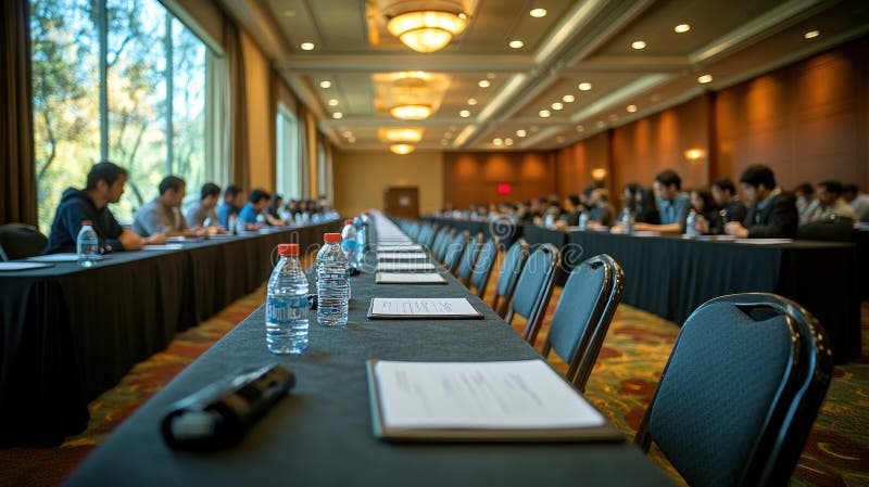 Conference Room, Filled with Attendees at Tables Stock Illustration ...