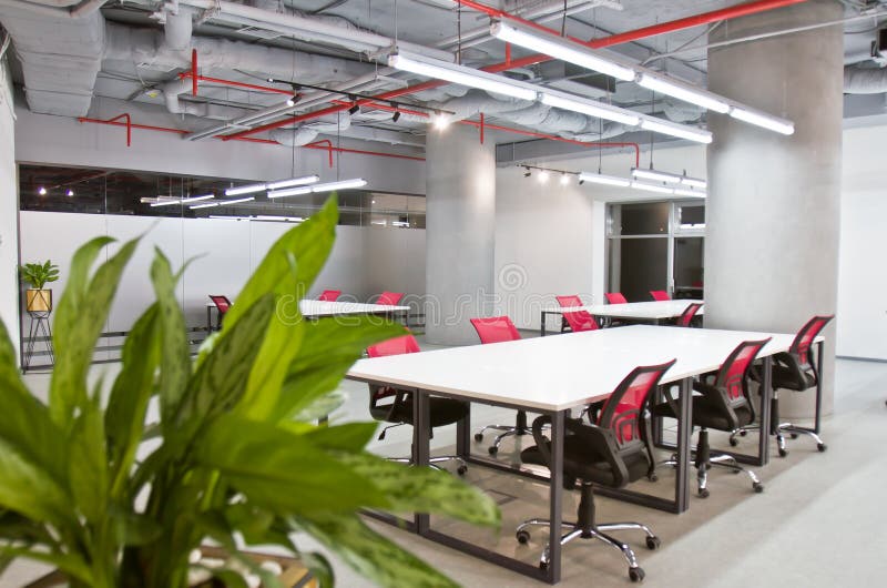 Conference Room Interior with Empty Chairs and a Projector Screen Stock ...