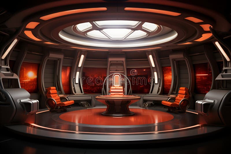 Conference Room Interior in Futuristic Starship, Generative AI Stock ...
