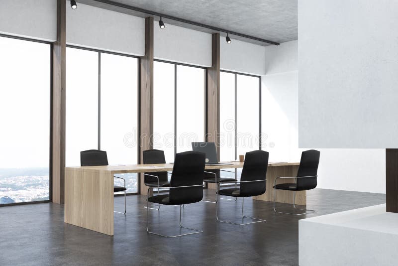 Conference Room Interior, Side View Stock Illustration - Illustration ...