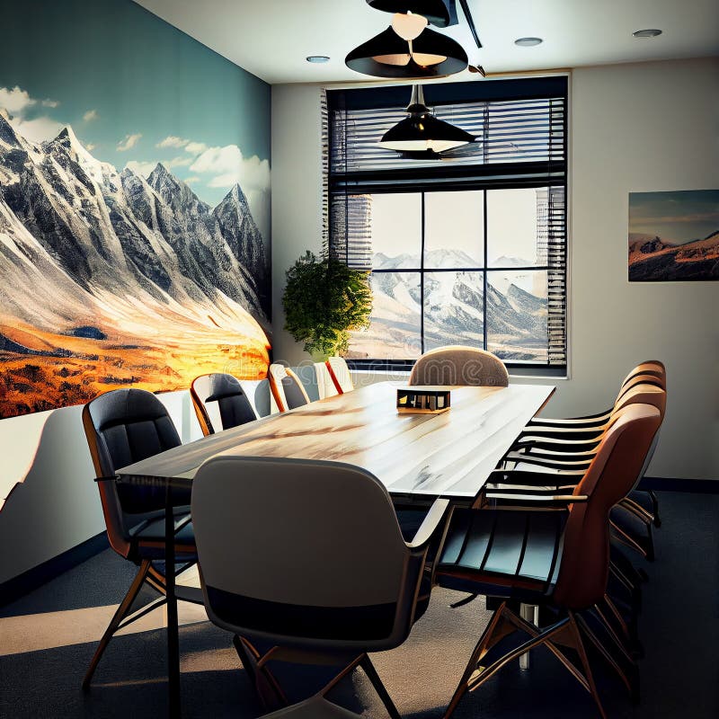 Conference Room with a Large Table and Chairs ,generative Ai Stock ...