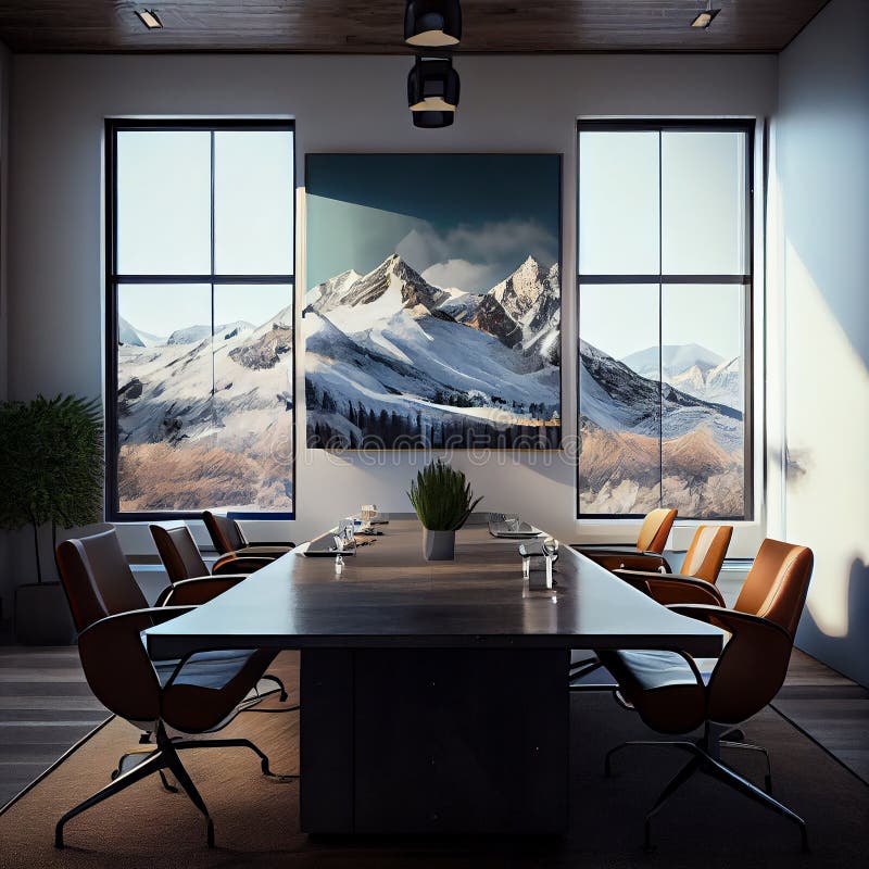 Conference Room with a Large Table and Chairs ,generative Ai Stock ...