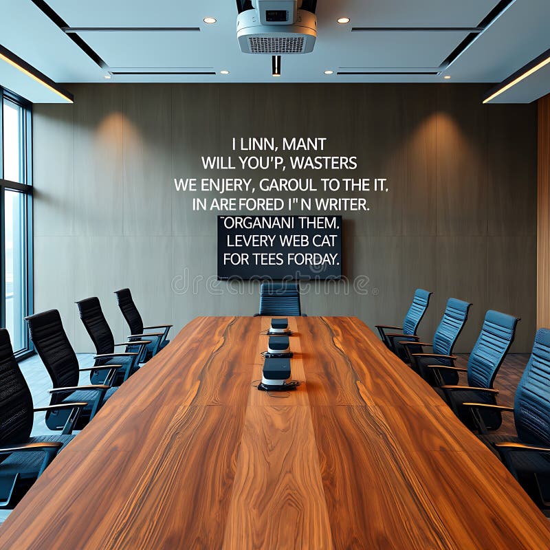 A Conference Room with a Large Wooden Table and Modern Tech Featuring a ...