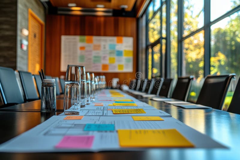 A Conference Room with a Long Table and Chairs Stock Image - Image of ...