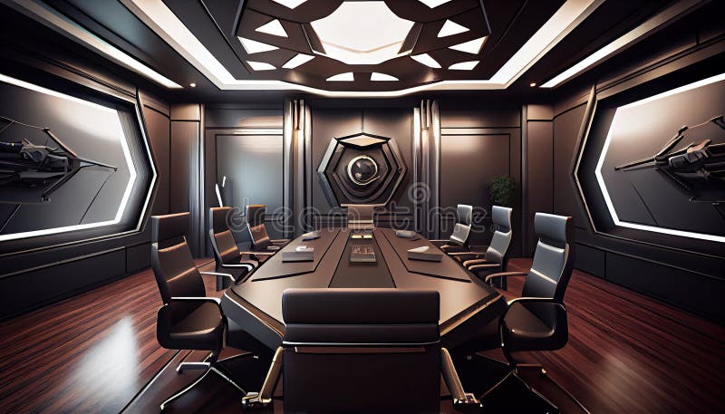 A Conference Room with a Long Table and Chairs Stock Illustration ...
