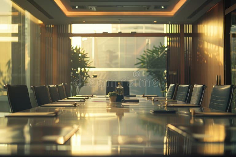 A Conference Room with a Long Table and Chairs. Suitable for Business ...