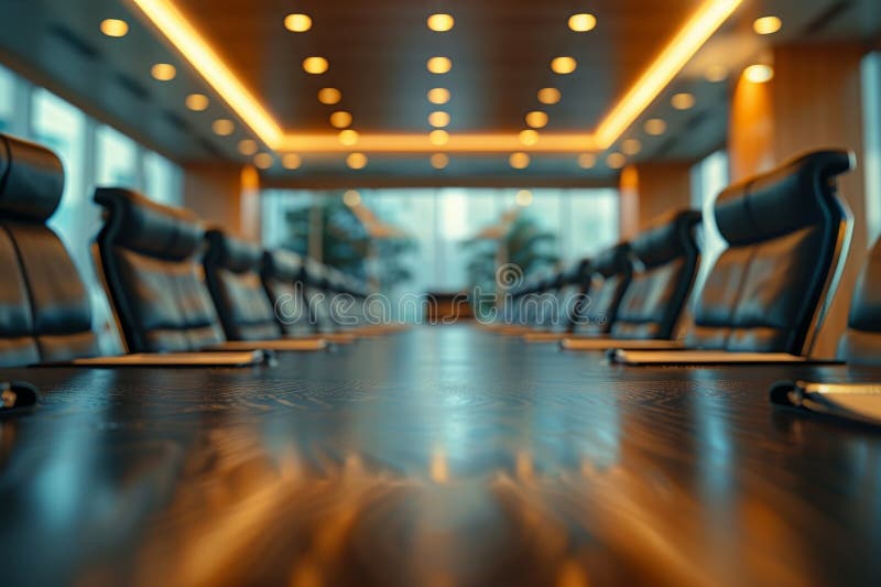 Conference Room with a Long Table and Many Chairs Stock Illustration ...
