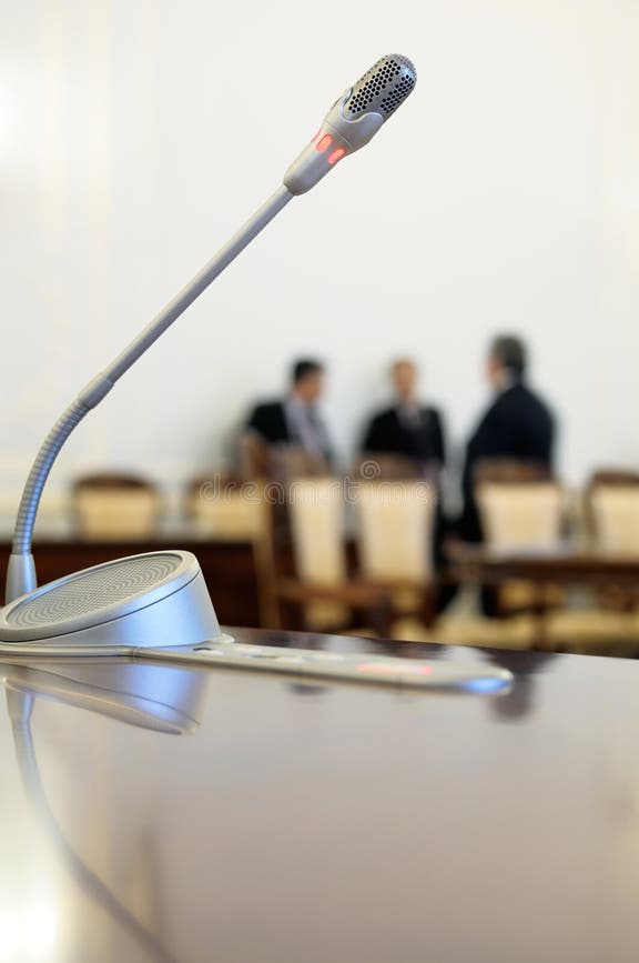 Conference Room Microphone. Stock Image - Image of audience, teamwork ...
