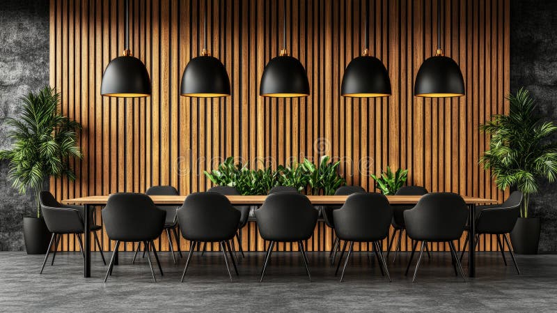 The Conference Room is Modern and Features a Large Table, a City View ...