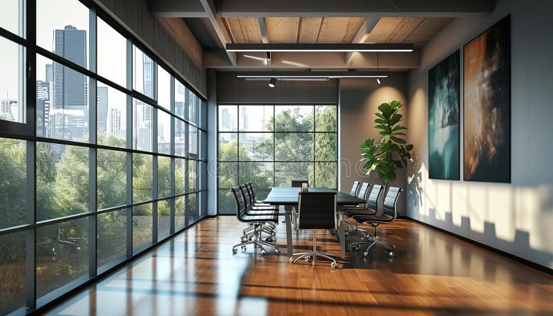 Conference Room, Office Room, Office with Windows. Stock Illustration ...