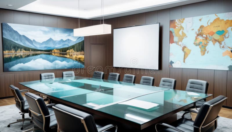 Conference Room with Panoramic View Stock Photo - Image of meeting ...