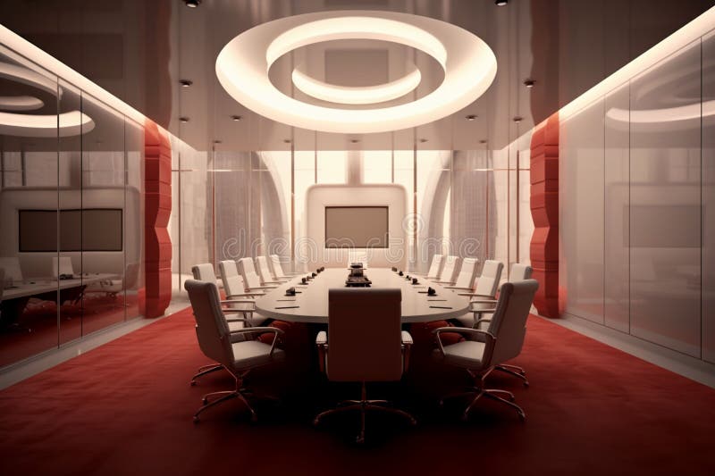 Conference Room with Red Accents, AI-generated. Stock Illustration ...