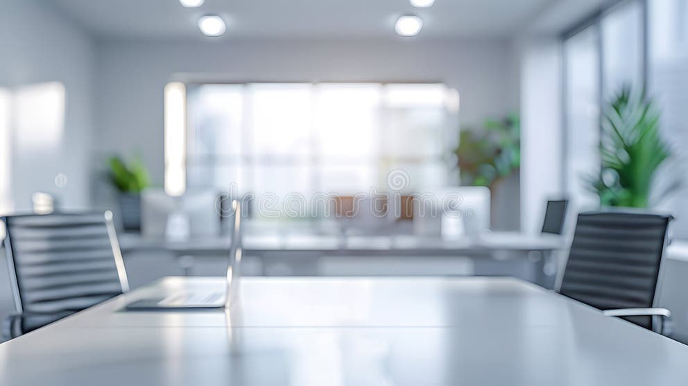A Conference Room Setting with a Long Table Surrounded by Chairs ...