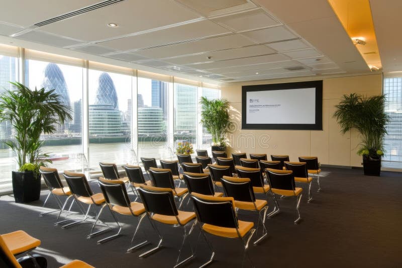 Conference Room Setting with Waterfront Views, Showcasing a Modern ...