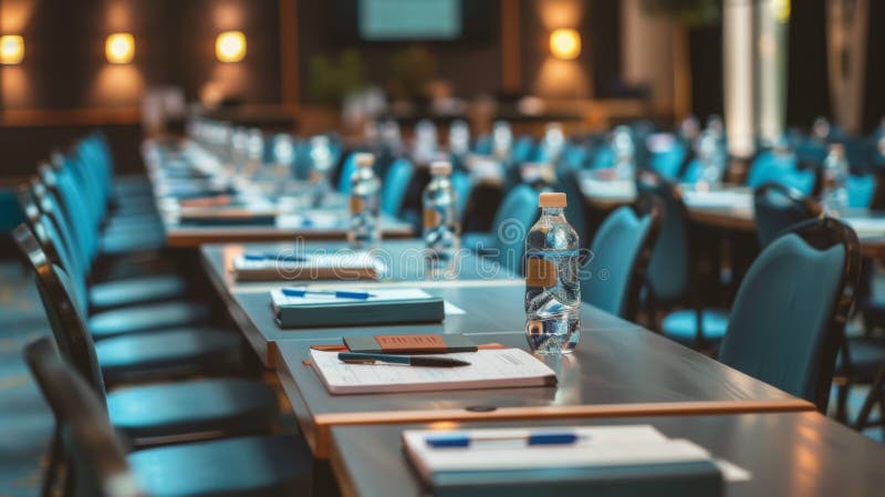 Conference Room Setup with Tables and Chairs Stock Image - Image of ...