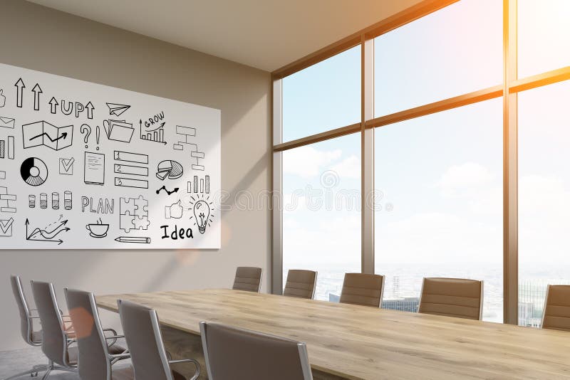 Conference Room: Startup Poster Panoramic Window Stock Illustration ...