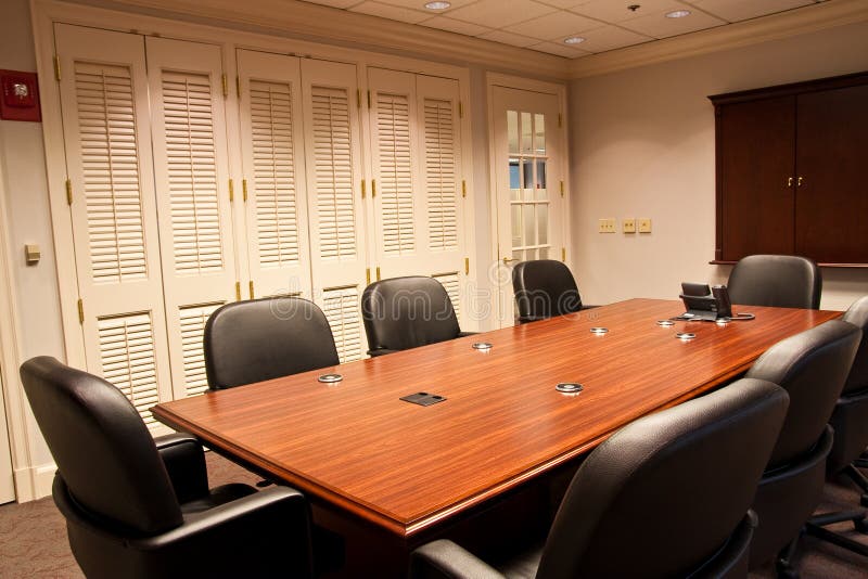 Conference Room Table with Phone on End Stock Photo - Image of phone ...