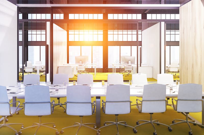 Conference Room, Yellow Floor, Toned Stock Illustration - Illustration ...