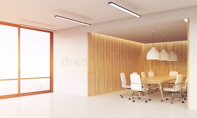 Conference Rooms and Panoramic Window Stock Illustration - Illustration ...