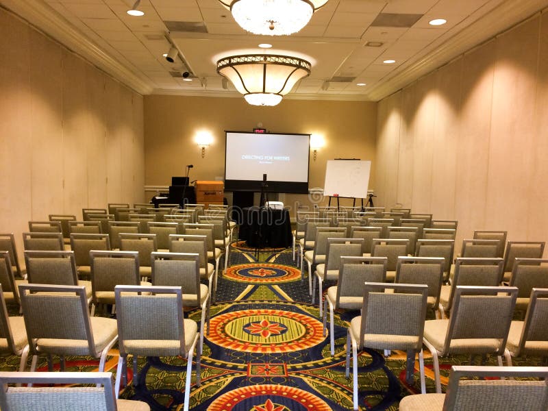 Conference seminar room stock photo. Image of male, empty - 180390092