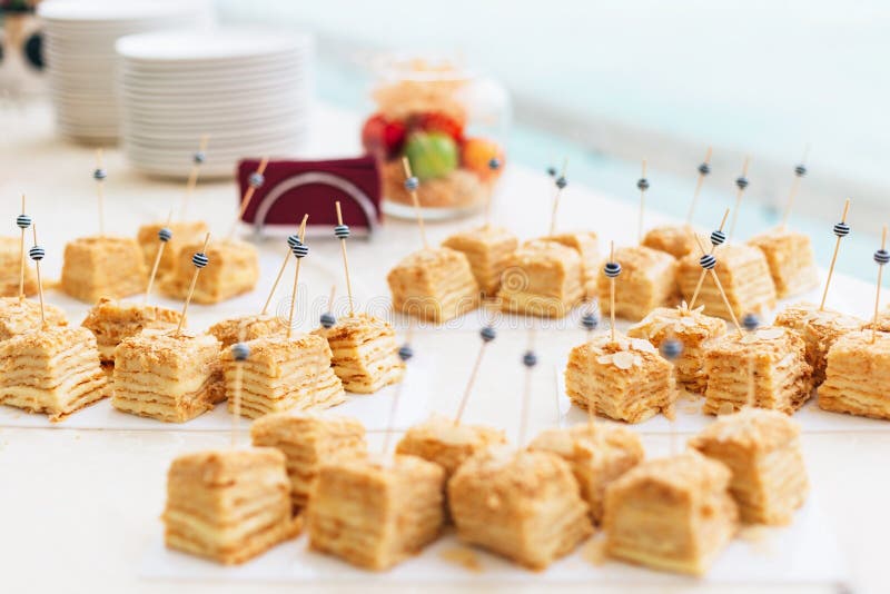 Conference Sweet Dessert on White Table Stock Photo - Image of banquet ...