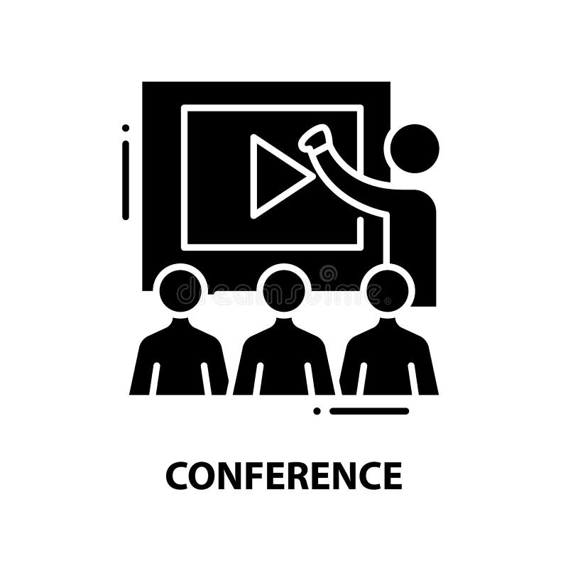 Conference Symbol Icon, Black Vector Sign with Editable Strokes ...