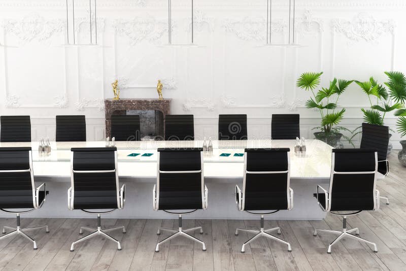 Conference Table Inside an Elegant Auditorium Stock Illustration ...