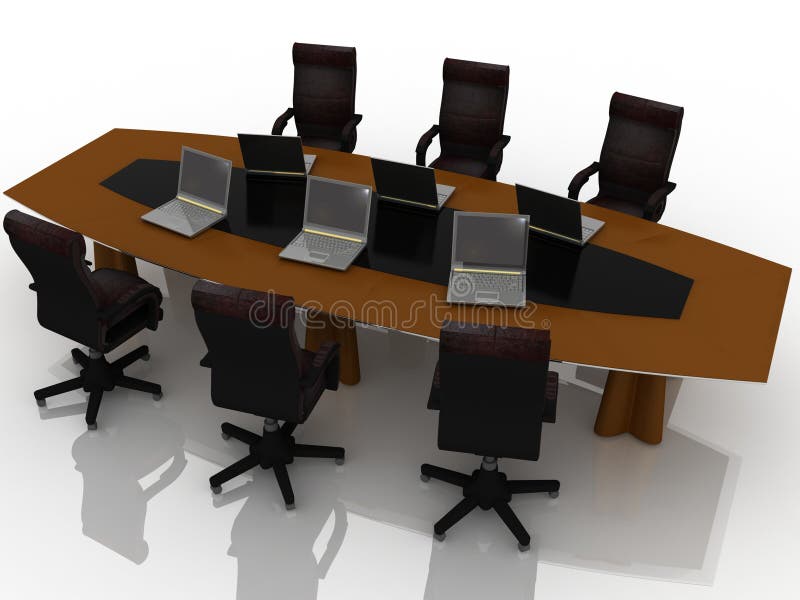 Modern Conference Table with Chairs Isolated Stock Illustration ...